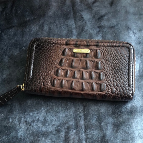 Brahmin | Bags | Brahmin Dark Brown Crocembossed Ziparound Wallet ...